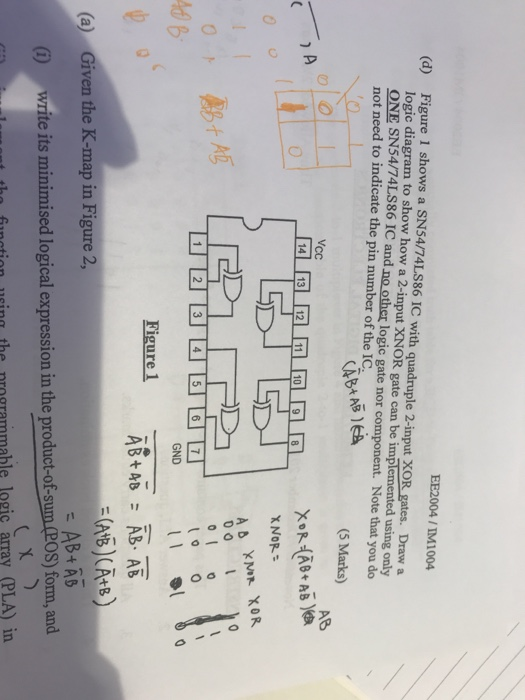 Solved EE2004/ IM1004 Figure 1 shows a SN54/74LS86 IC with | Chegg.com