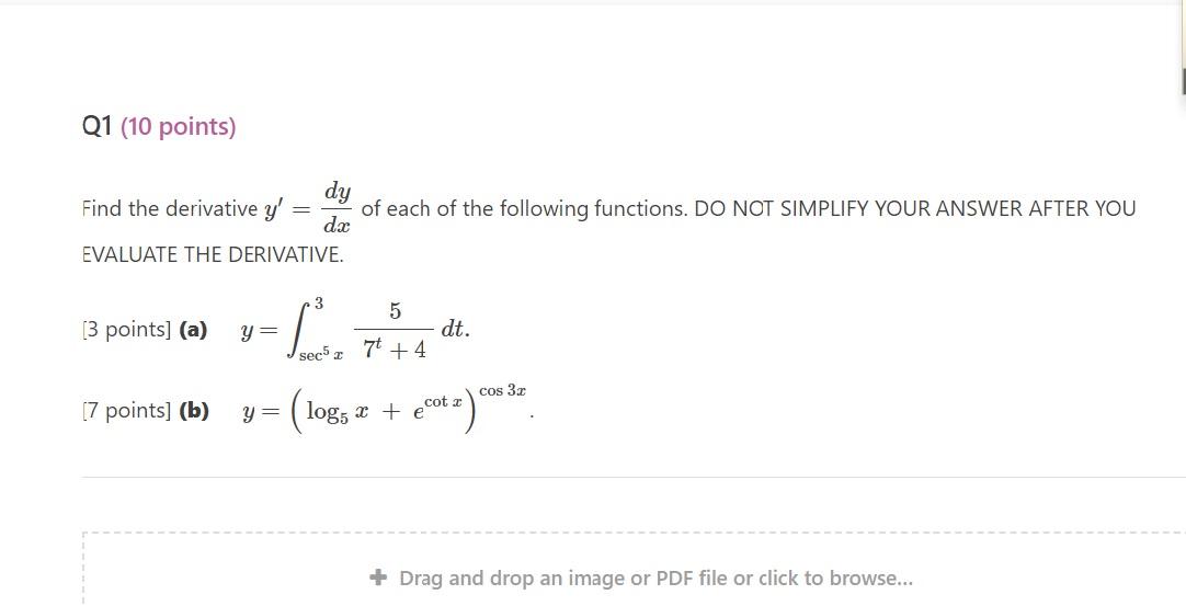 Solved Find the derivative y′=dydxy′=dydx of each of | Chegg.com