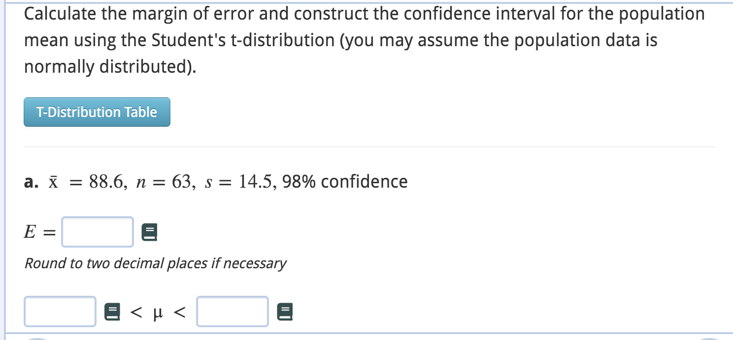 Solved Calculate the margin of error and construct the | Chegg.com