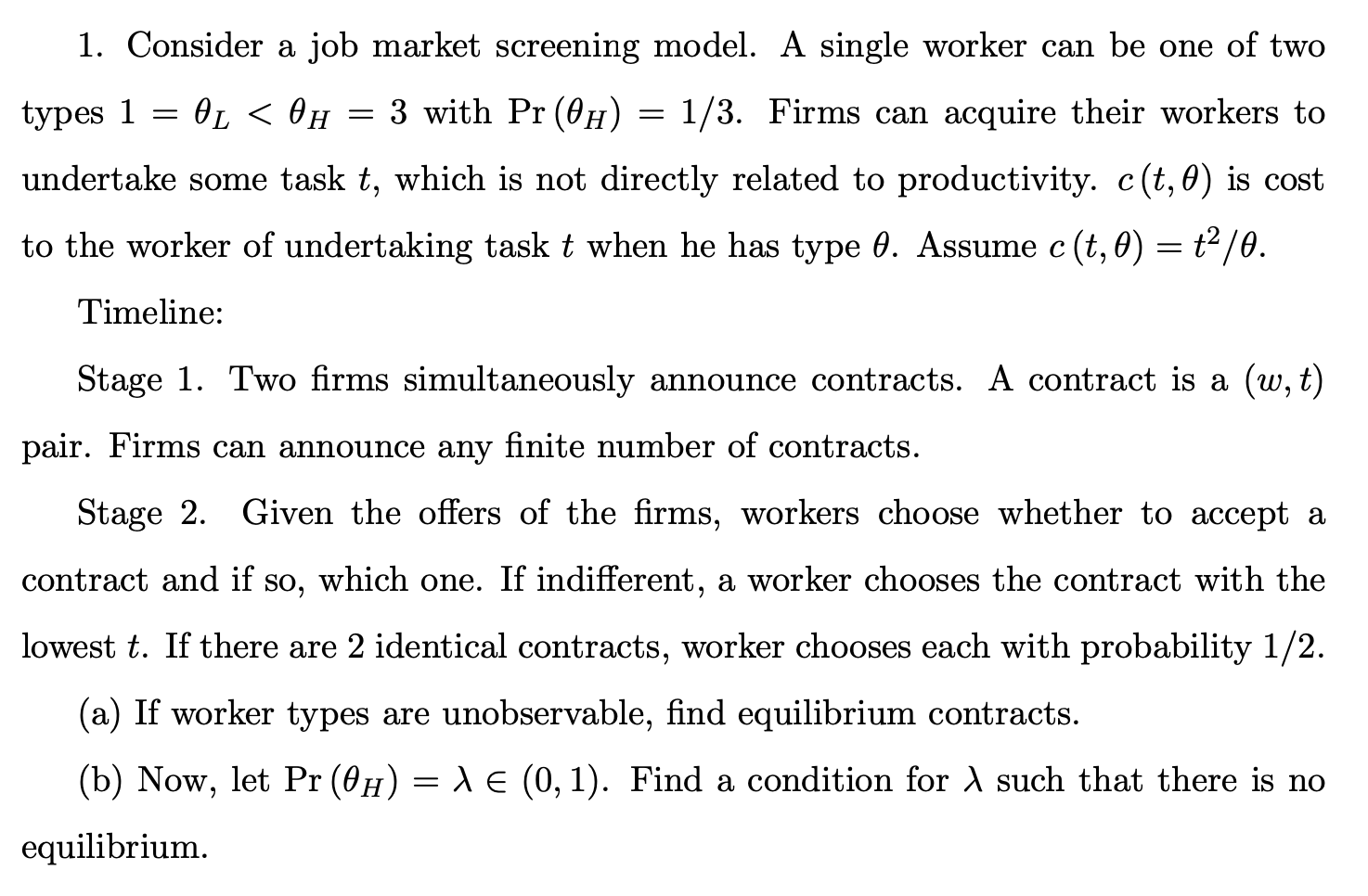 Solved 1. Consider a job market screening model. A single | Chegg.com