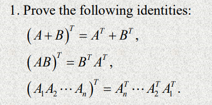 Solved 1. Prove the following identities: | Chegg.com