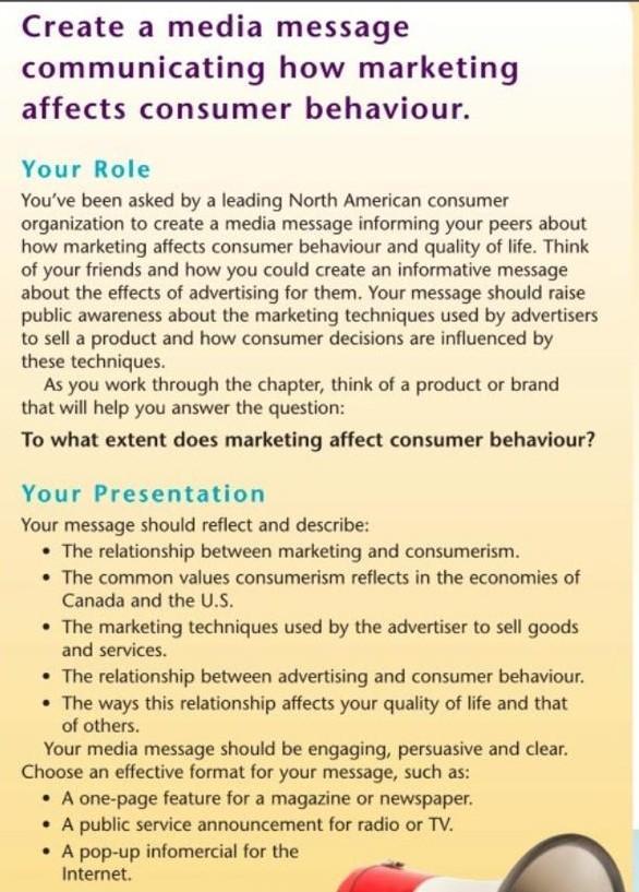 Solved Create a media message communicating how marketing | Chegg.com