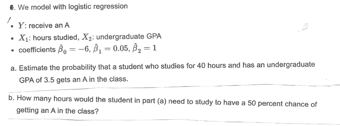 Solved 6. We model with logistic regression - Y : receive an | Chegg.com