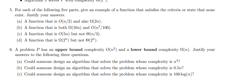 Solved 5. For each of the following five parts, give an | Chegg.com