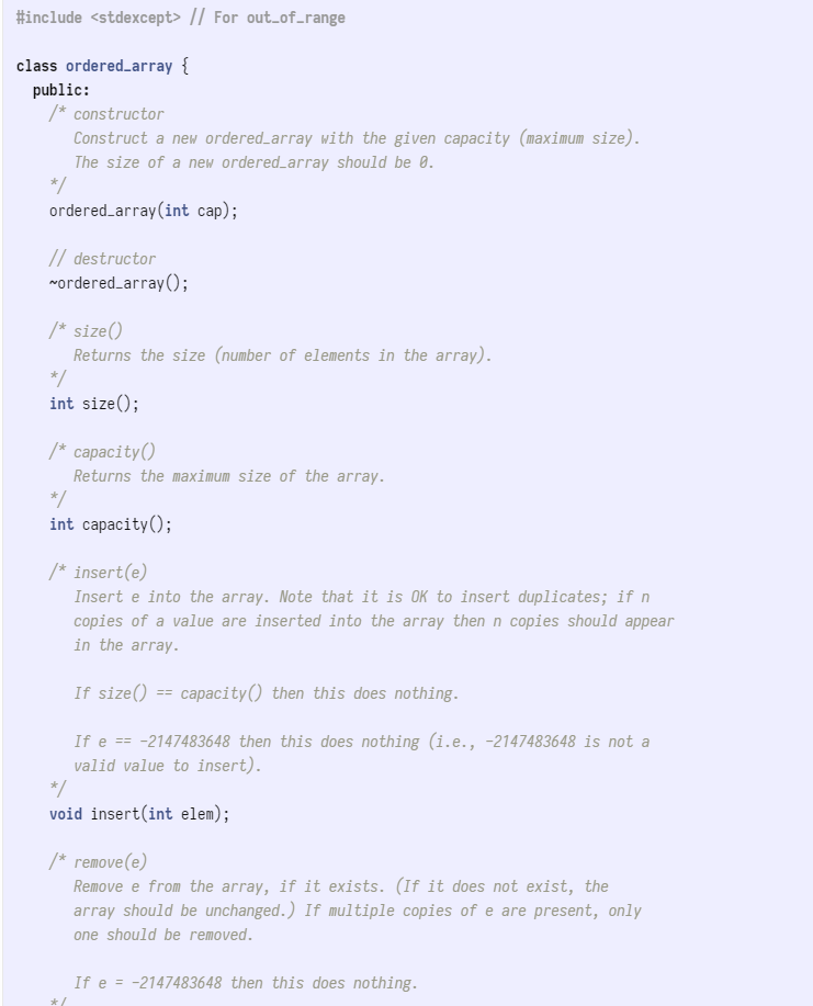 #include // For out-of-range class ordered_array { | Chegg.com