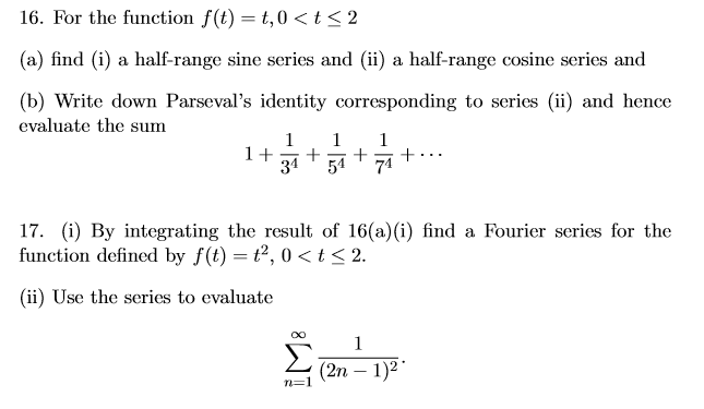 Solved 16. For the function f(t) = t,0