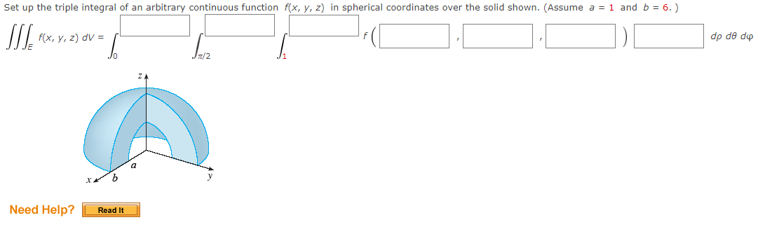 Solved Set up the triple integral of an arbitrary continuous | Chegg.com