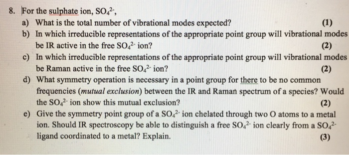 Solved For the sulphate ion, SO^2-_4, a) What is the total | Chegg.com