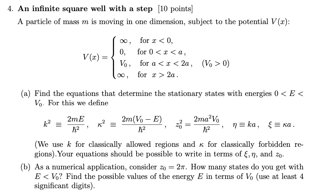 Solved 4. An infinite square well with a step [10 points] A | Chegg.com