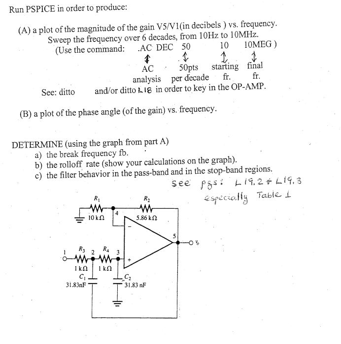 Solved Run PSPICE in order to produce: (A) a plot of the | Chegg.com