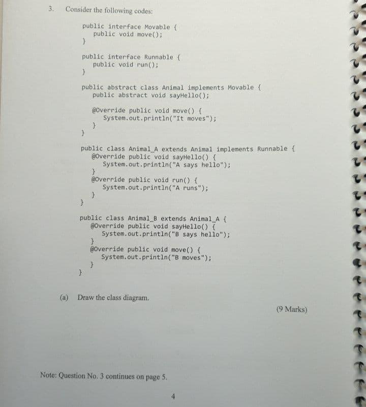 Solved 3. Consider the following codes: public interface | Chegg.com