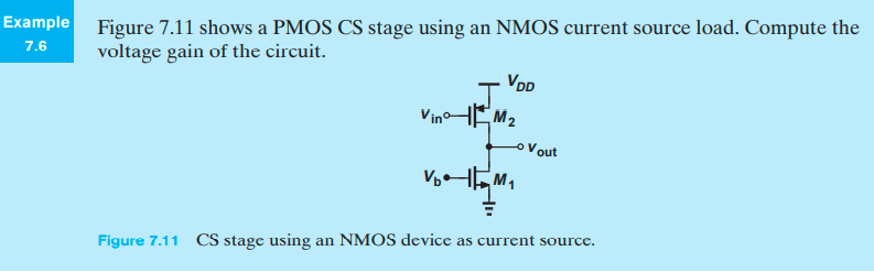 Solved Figure 7.11 shows a PMOS CS stage using an NMOS | Chegg.com