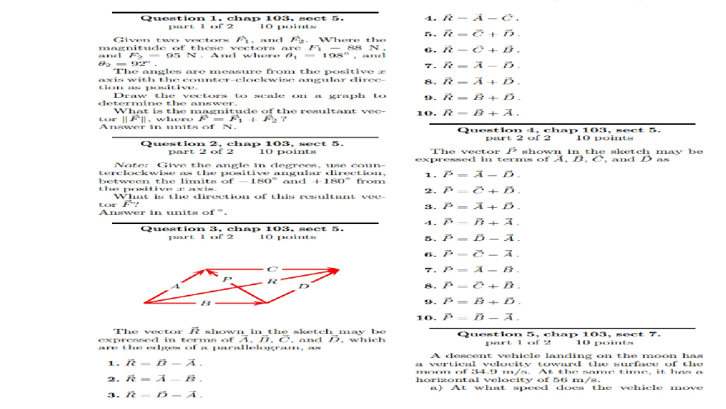 Solved Question 1, chap 103, sect 5. part 1 of 2 10 points | Chegg.com