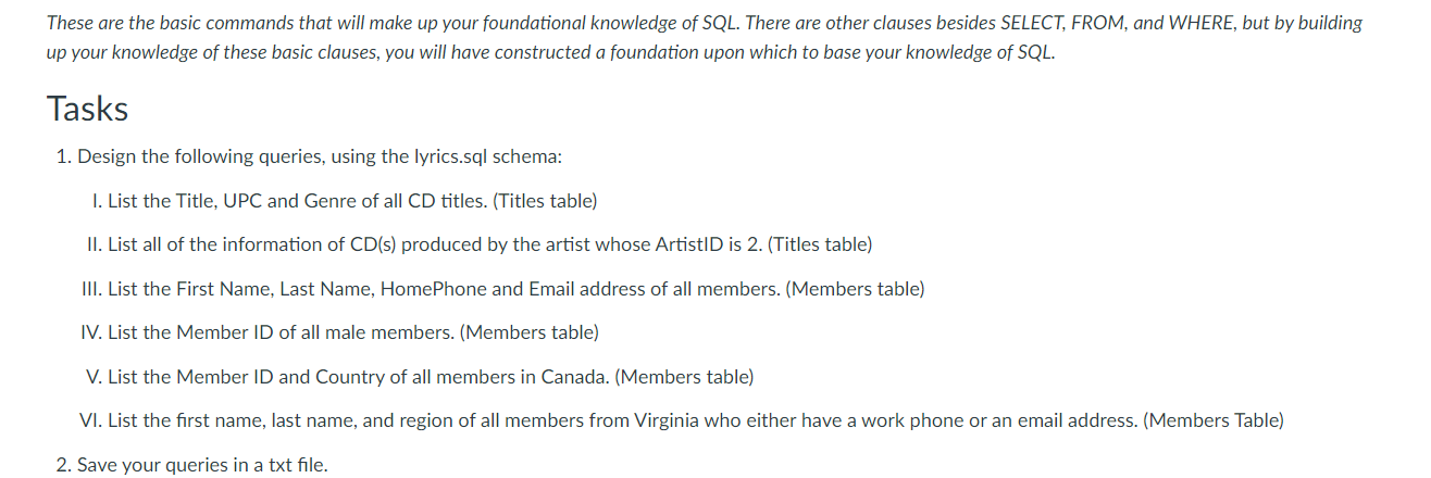 Solved These are the basic commands that will make up your | Chegg.com