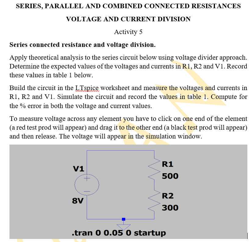 Solved SERIES, PARALLEL AND COMBINED CONNECTED RESISTANCES | Chegg.com