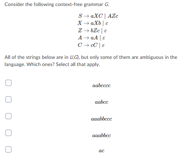 Solved Consider the following context-free grammar | Chegg.com