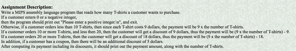 Solved Assignment Description: Write a MIPS assembly | Chegg.com