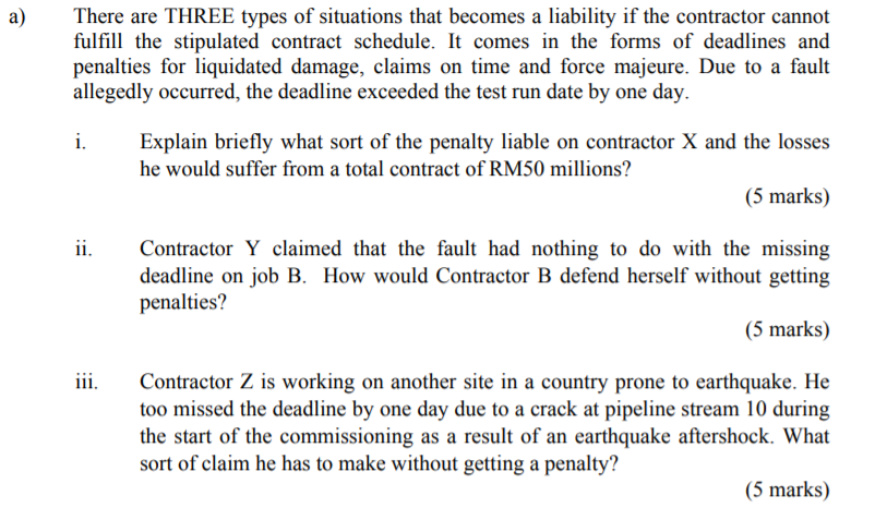 Solved a) There are THREE types of situations that becomes a | Chegg.com