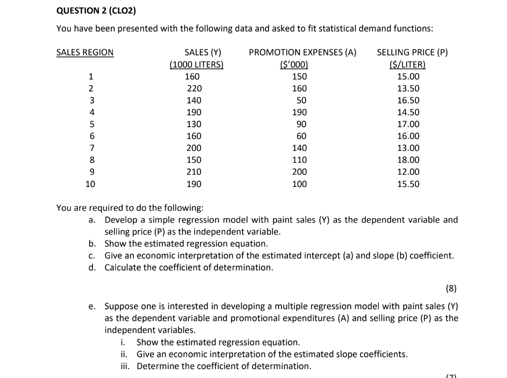 Solved You have been presented with the following data and | Chegg.com