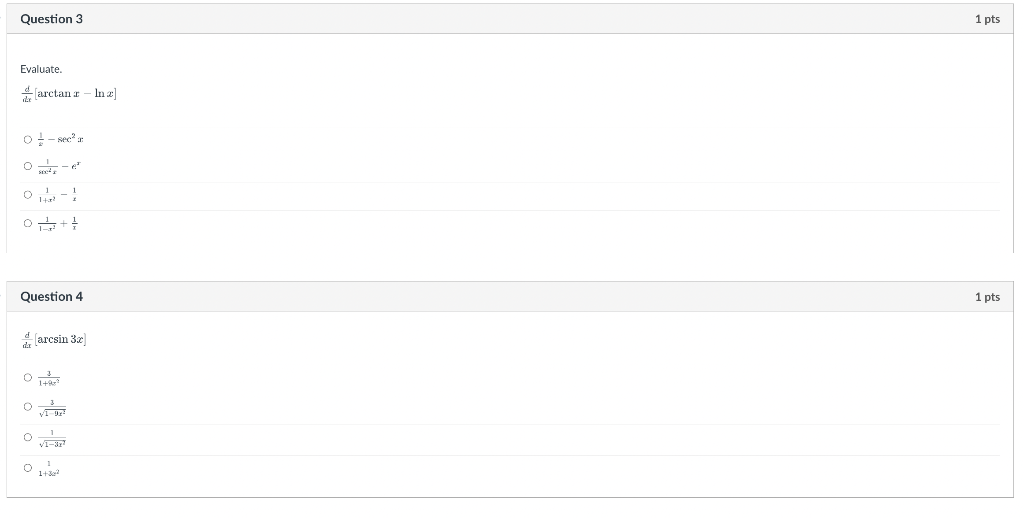 Solved Evaluate. dxd[arctanx−lnx] | Chegg.com