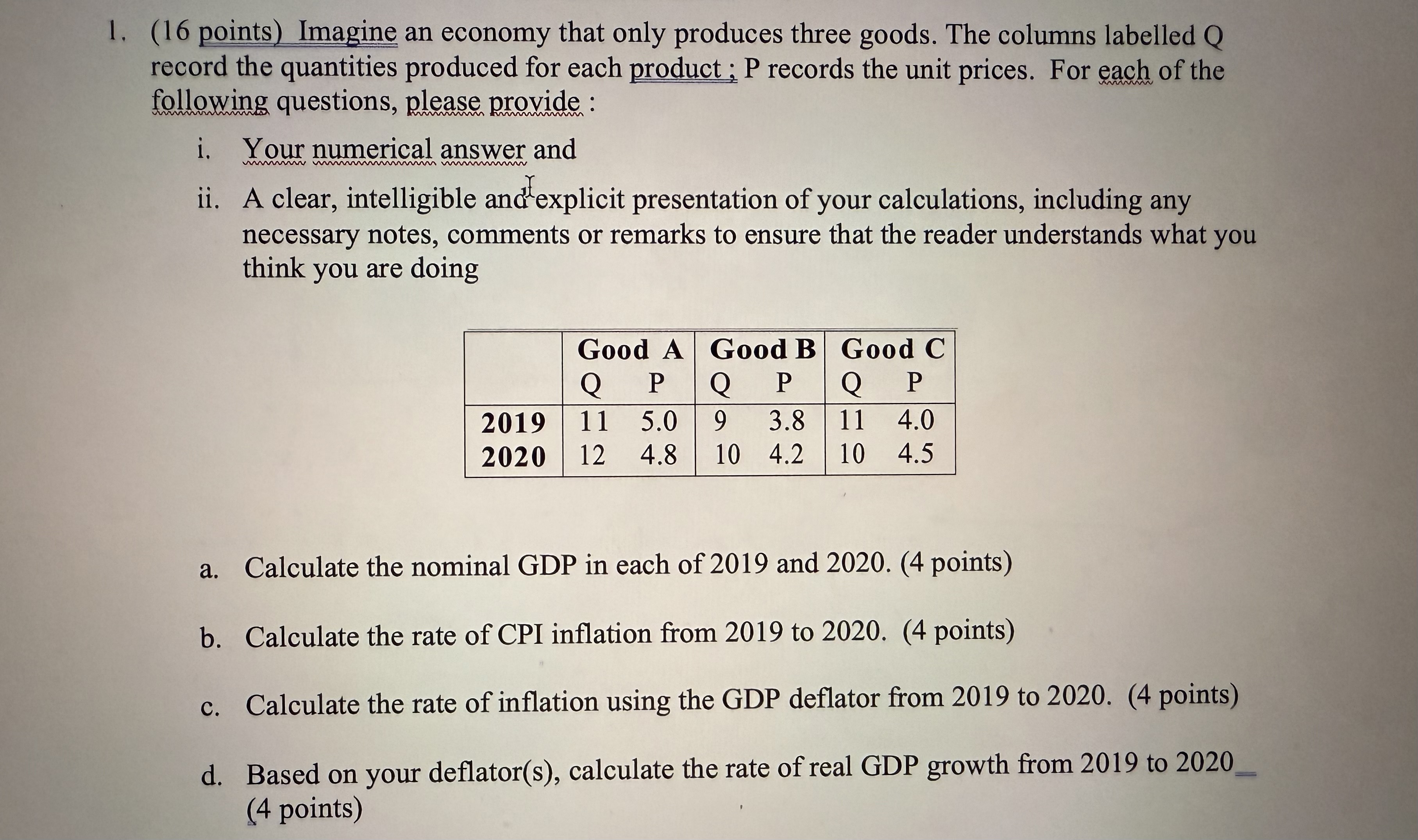 Solved 1. (16 ﻿points) ﻿Imagine an economy that only | Chegg.com