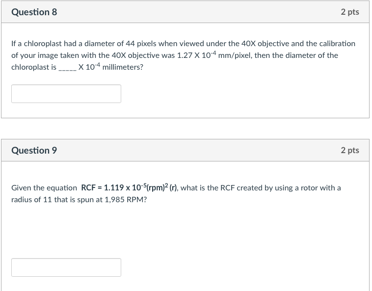 Solved If a chloroplast had a diameter of 44 pixels when | Chegg.com