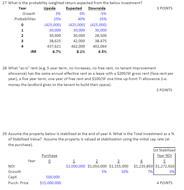 27 What is the probability weighted return expected | Chegg.com