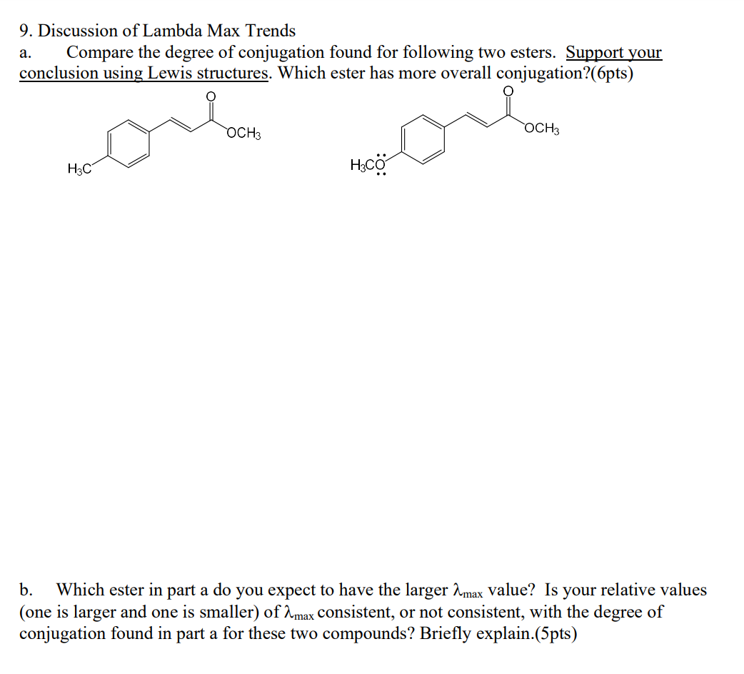 Solved a. 9. Discussion of Lambda Max Trends Compare the | Chegg.com