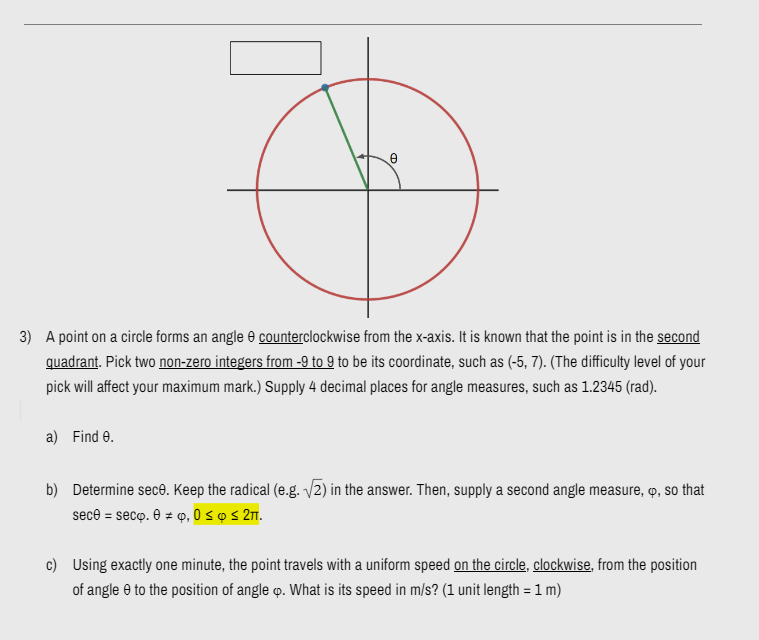 Solved 3) A point on a circle forms an angle θ | Chegg.com