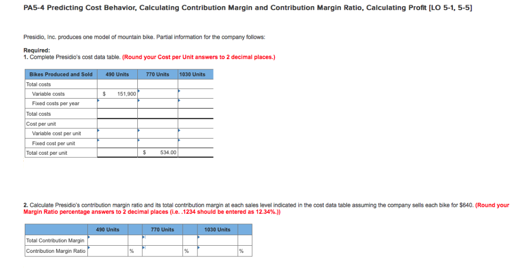 Solved PA5-4 Predicting Cost Behavior, Calculating | Chegg.com