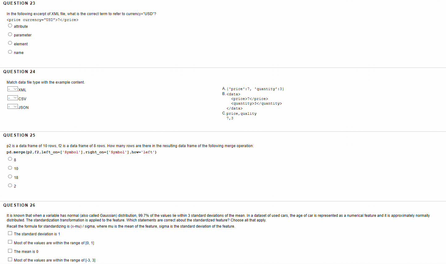 Solved QUESTION 23 In the following excerpt of XML file, | Chegg.com