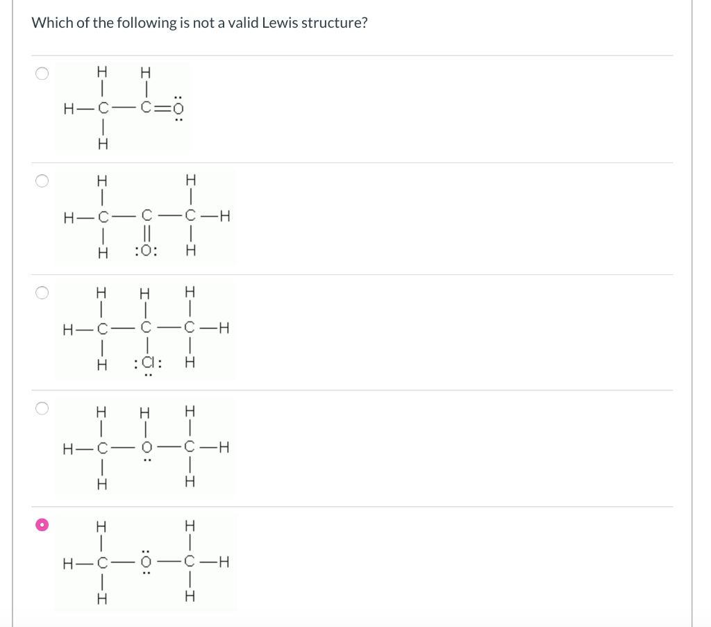 Solved Which of the following is not a valid Lewis | Chegg.com