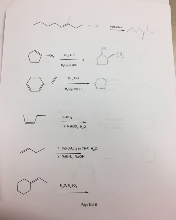 Solved HI Peroxides CHy вн THF -сн, H2O2, NaOH вн, THF H2O2, | Chegg.com