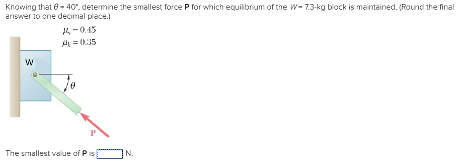Solved Knowing that = 40°, determine the smallest force P | Chegg.com