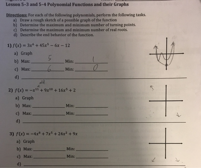 Solved Lesson 5-3 and 5-4 Polynomial Functions and their | Chegg.com