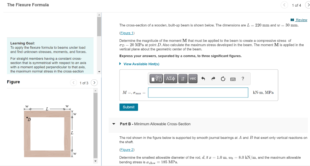 Solved The cross-section of a wooden, built-up beam is shown | Chegg.com