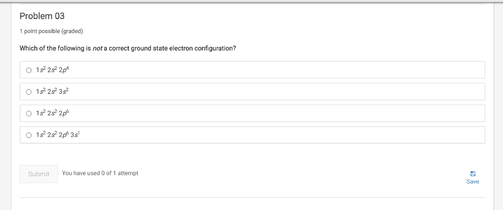 Solved Problem 03 1 point possible (graded) Which of the | Chegg.com