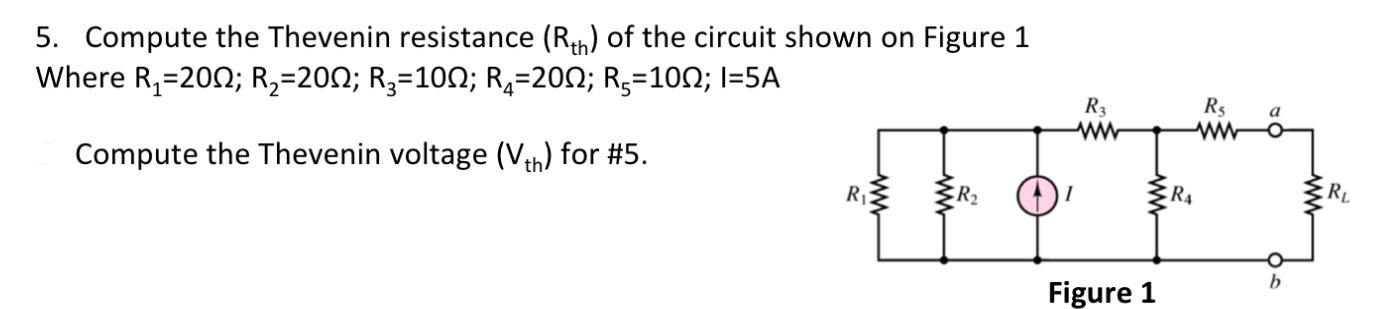 Solved 5. Compute the Thevenin resistance (Rth) of the | Chegg.com
