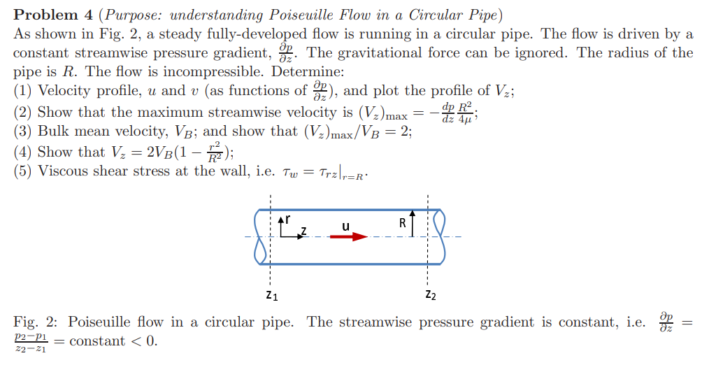 Solved Problem 4 (Purpose: understanding Poiseuille Flow in | Chegg.com