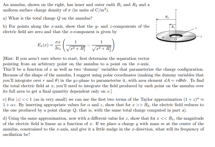 Solved An annulus, shown on the right, has inner and outer | Chegg.com