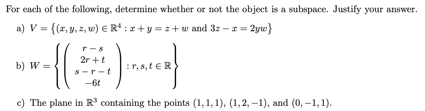 Solved For each of the following, determine whether or not | Chegg.com