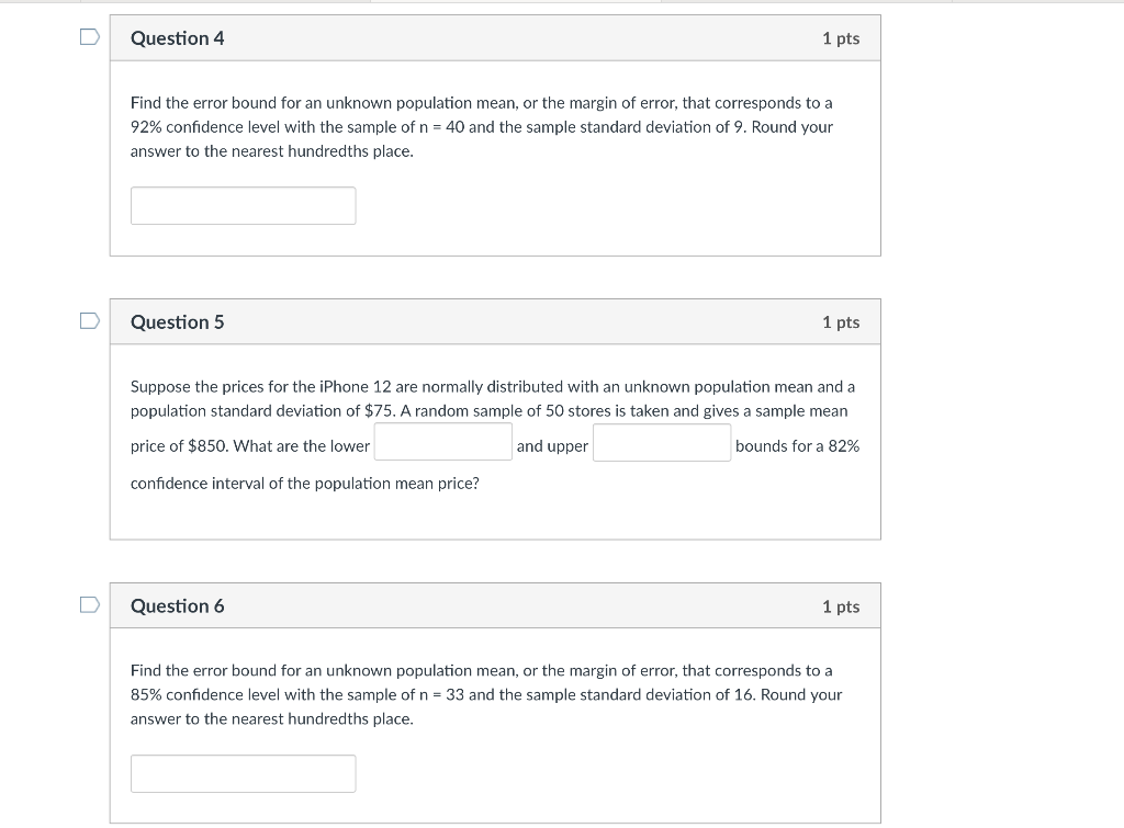 Solved U Question 4 1 pts Find the error bound for an | Chegg.com