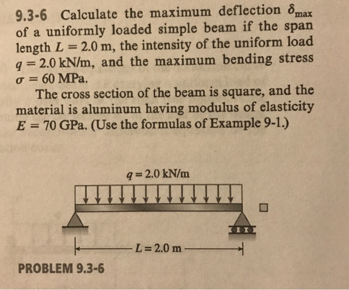 Solved Calculate the maximum deflection delta_max of a | Chegg.com
