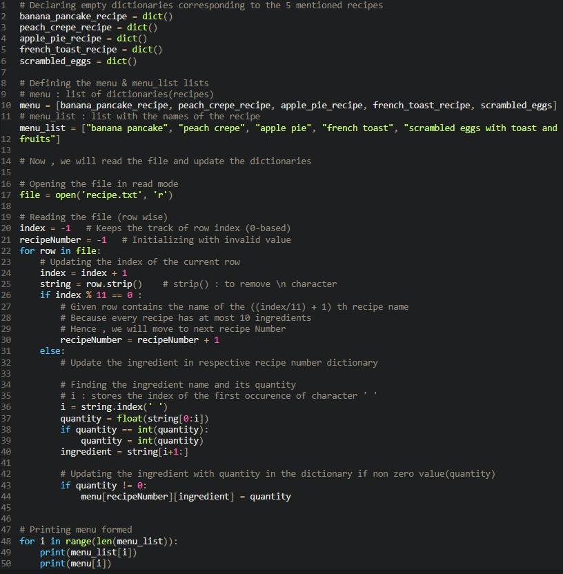 Solved The code must include in the dictionaries the values | Chegg.com