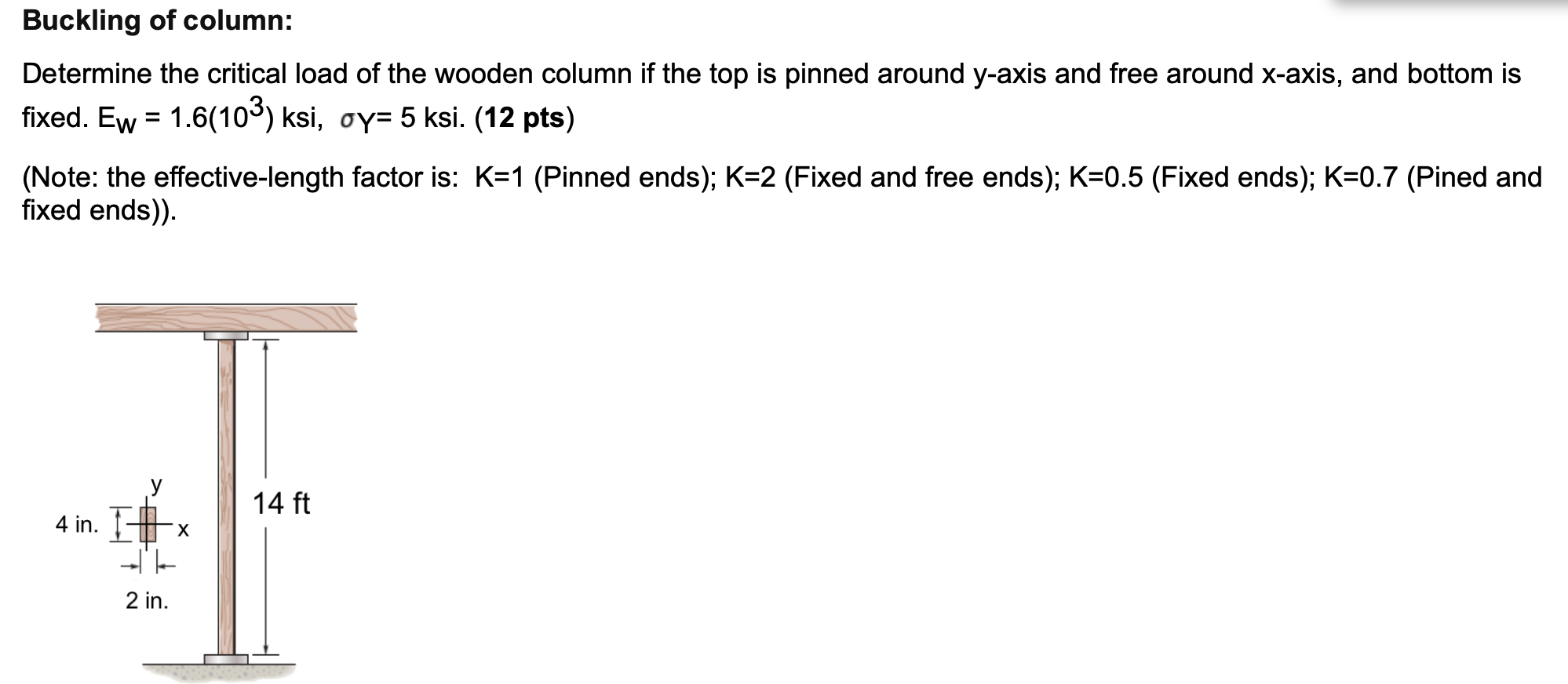 Solved Buckling of column: Determine the critical load of | Chegg.com