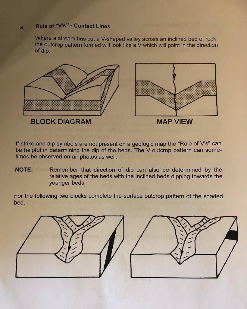 Solved 4. Rule of "V's" - Contact Lines Where a stream has | Chegg.com
