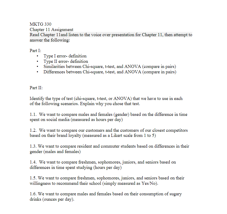 Solved MKTG 330 Chapter 11 Assignment Read Chapter 11 and | Chegg.com
