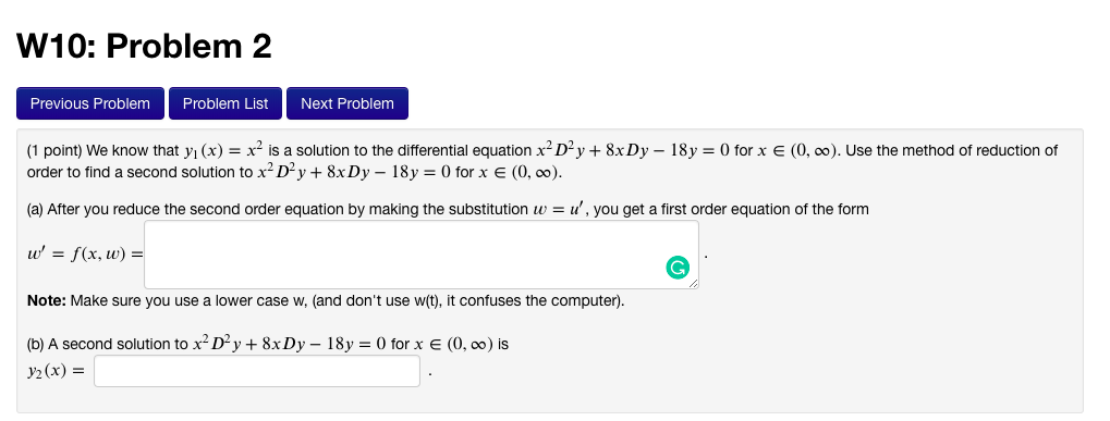Solved W10: Problem 2 Previous Problem Problem List Next | Chegg.com