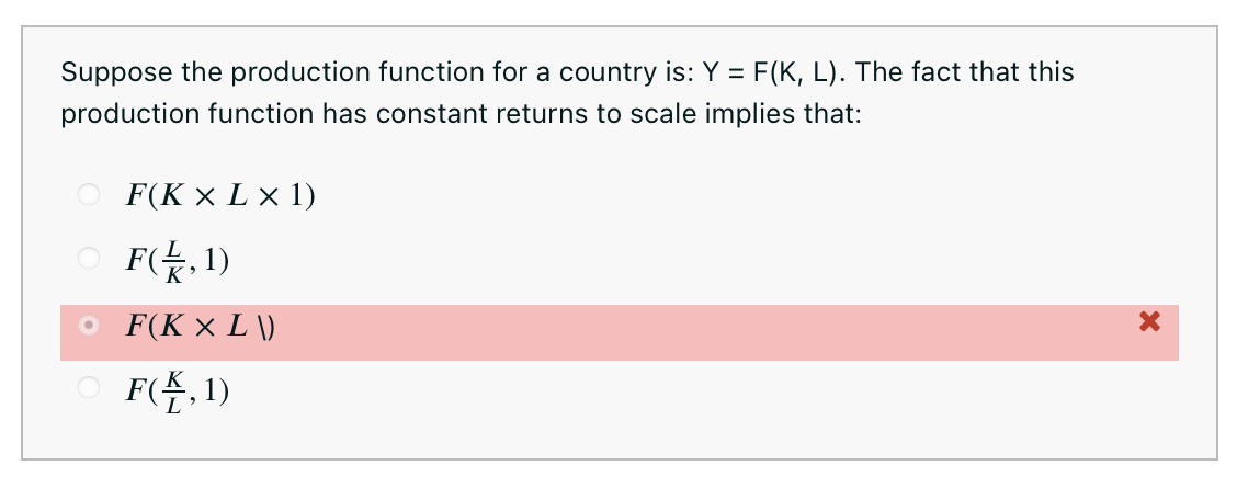 Solved Suppose the production function for a country is: | Chegg.com