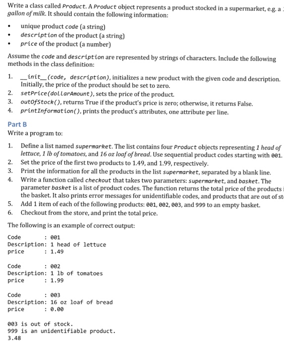Solved Write a class called Product. A Product object | Chegg.com